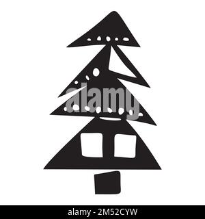 Folk art christmas tree whimsical doodle Stock Vector Image & Art - Alamy