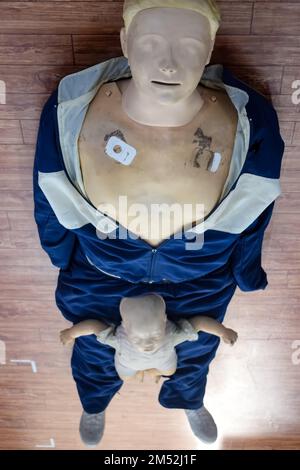 Human dummy lies on the floor during first Aid Training ...