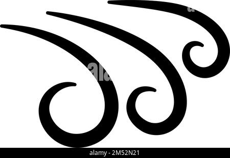 Hand drawn wind air flow icon. Free breath symbol. Fresh air flow sign ...