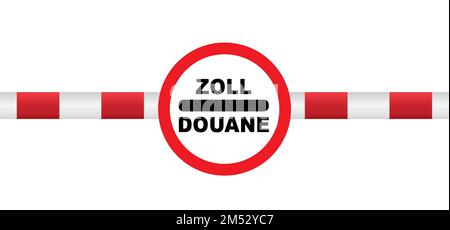 Cartoon zoll douane signboard. Vector road sign, Translation for zoll ...