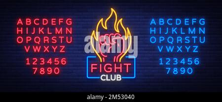 Fight club logo neon sign isolated vector illustration. Neon banner ...