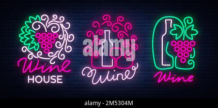 Winery neon signs set Stock Vector Image & Art - Alamy