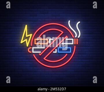 No Vaping neon sign vector template, light banner, bright night ...