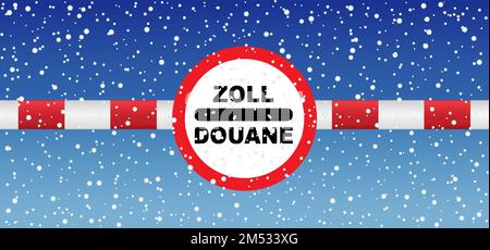Cartoon zoll douane signboard. Vector road sign, Translation for zoll ...