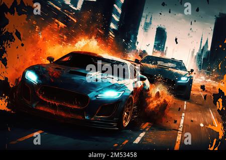 3d Sports Cars Fire