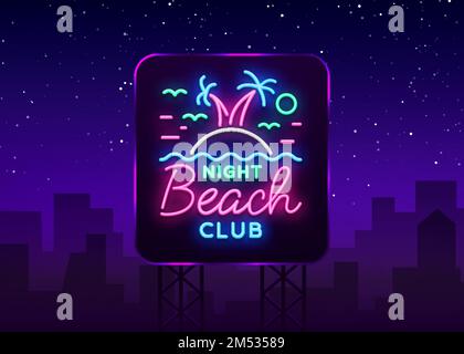Beach nightclub neon sign. Logo in Neon Style, Symbol, Design Template ...