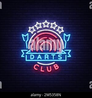Darts Club Logo in Neon Style. Neon Sign, Bright Night Advertising ...