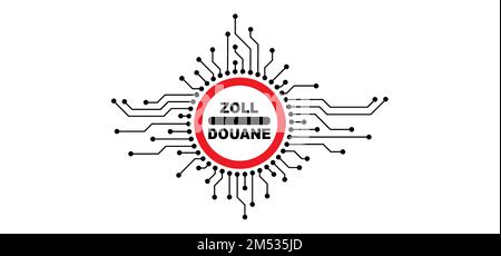 Cartoon zoll douane signboard. Vector road sign, Translation for zoll ...