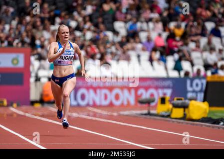 Laura Sugar competing in the Women's 200m T44 race at the 2017 World ...