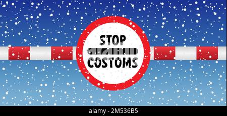 Cartoon zoll douane signboard. Vector road sign, Translation for zoll ...