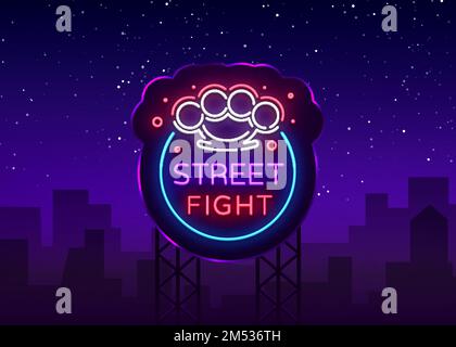 Brass knuckles neon on light background. Vector illustration Stock ...