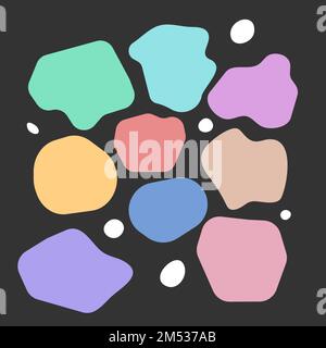 Set of spots, frames, irregular borders. Geometric smooth hand drawn ...