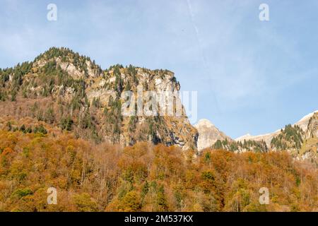 Canton Glarus, Switzerland, October 29, 2022 Mountain scenery on a ...