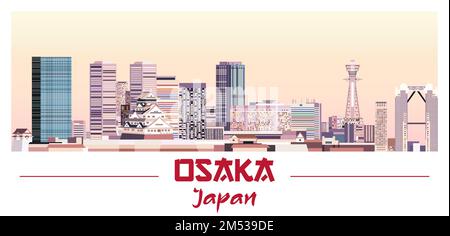 Japan, Osaka travel landmark vector illustration Stock Vector Image ...