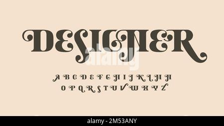Victorian style alphabet, fancy serif letters, antique font for old ...