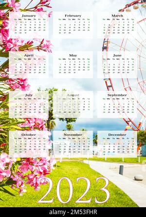 2023 text design. Cover of diary for 2023. Brochure design template ...