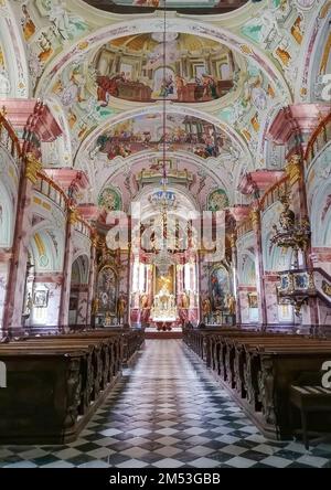 The picturesque Rein Abbey church interior, founded in 1129, the oldest ...