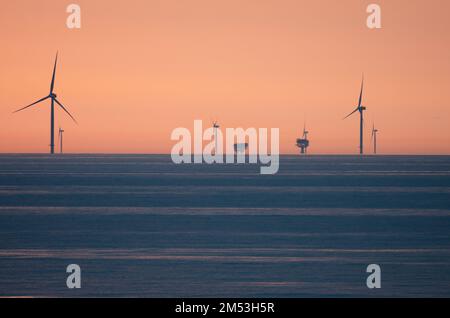 Sweden Kriegers Flak offshore wind farm view from Mons Flint Denmark ...