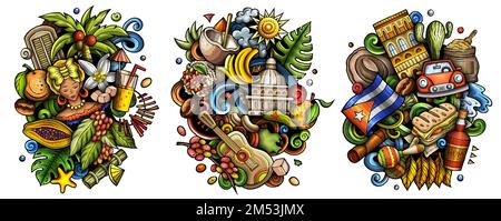 Cuba cartoon vector doodle designs set Stock Vector Image & Art - Alamy