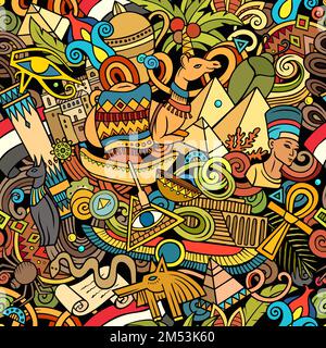 Cartoon doodles Egypt seamless pattern Stock Vector Image & Art - Alamy