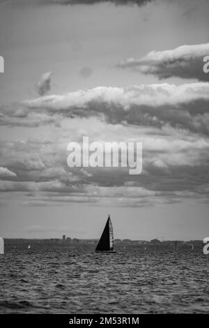 Vertical Shot of a Small Lonely Boat Floating in the Sea at El Pajar ...
