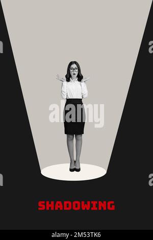 Painting template collage of scared nervous lady crying struggle every ...