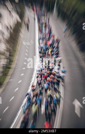 Crowd of runners with motion effect Stock Photo - Alamy