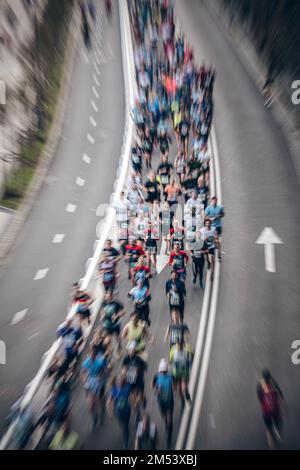 Crowd of runners with motion effect Stock Photo - Alamy
