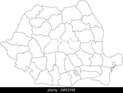 Vector regional blank map of Romania with counties or territories and ...