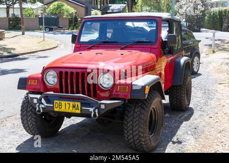 Jeep Wrangler Sport made in 2000 in red parked in Sydney,NSW,Australia ...