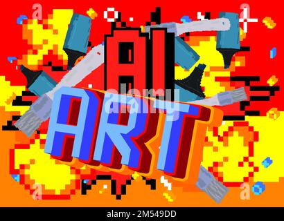 Ai Art. Pixelated word with geometric graphic background. Vector ...