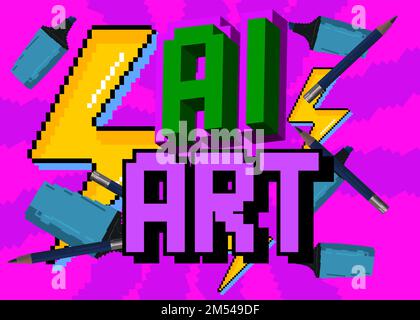 Ai Art. Pixelated word with geometric graphic background. Vector ...