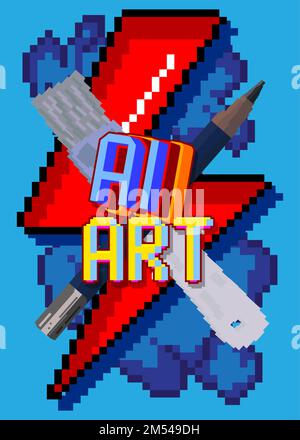 Ai Art. Pixelated word with geometric graphic background. Vector ...