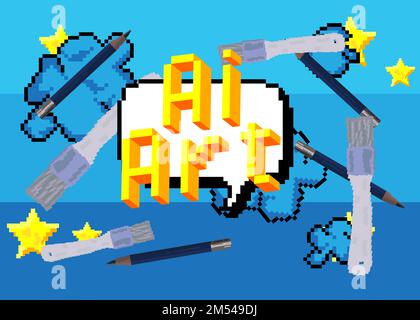 Ai Art. Pixelated word with geometric graphic background. Vector ...