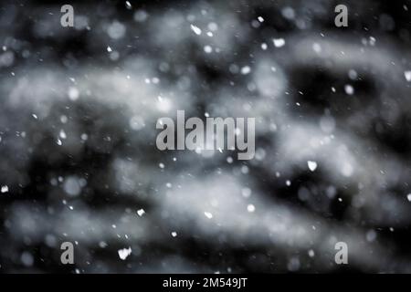 Snowflakes at night, blowing snow, cold winter weather, illustration ...