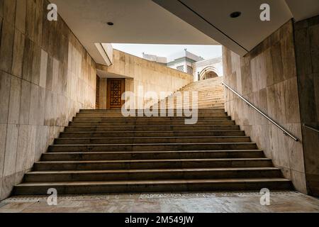 Staircase, steps in the Hassan II Mosque, magnificent arabesque ...