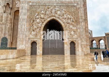 entrance doors of the hassan ii mosque in casablanca, morroco Stock ...