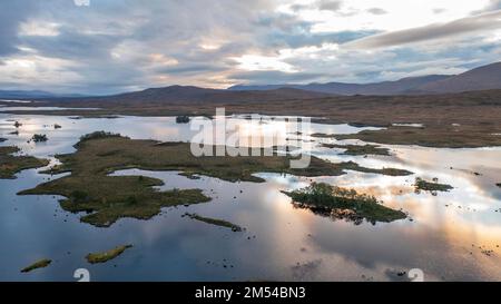 Aerial view, Loch Ba, Glen Coe valley, Highlands, Highland, Scotland ...