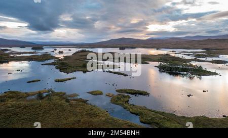 Aerial view, Loch Ba, Glen Coe valley, Highlands, Highland, Scotland ...