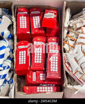 Set of red color phone booth in a box Stock Photo - Alamy