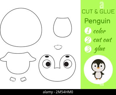Cut and glue paper little penguin. Kids crafts activity page ...