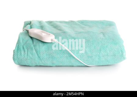 Green electric heating pad with controller on white background Stock ...