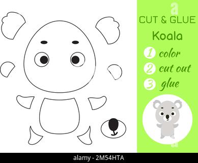 Cut and glue paper little koala. Kids crafts activity page. Educational ...