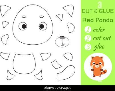 Cut and glue paper little red panda. Kids crafts activity page ...