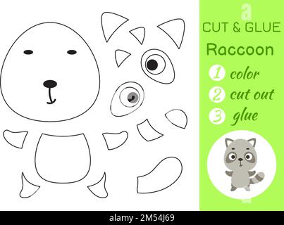 Cut and glue paper little raccoon. Kids crafts activity page ...
