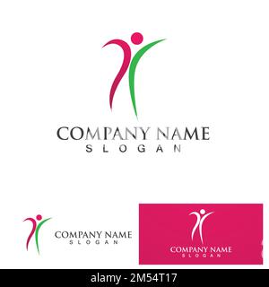 People jump star success ,Human character logo sign illustration vector ...