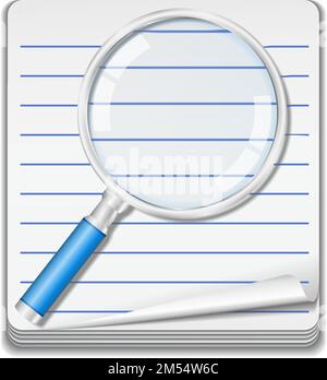 magnifying glass and sheet notebook Stock Vector Image & Art - Alamy