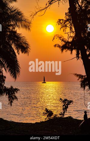 Aerial of the sunset beach, Koh Lipe, Tarutao National Park, Thailand ...