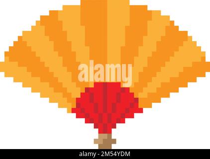 Pixel art design of the Fan. Vector illustration. Yellow Fan icon in ...