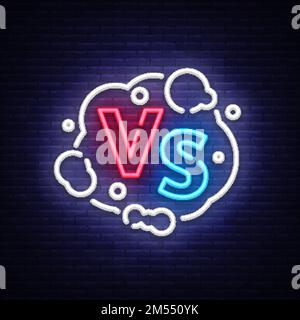 Versus VS sign in neon circle frame in transparent background. Laser ...